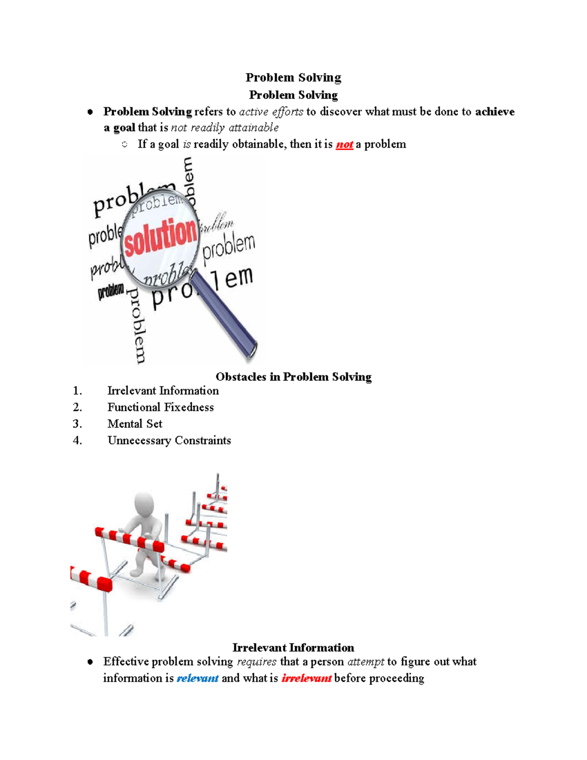 Module 7 - Cognition and Intelligence Part 2 - Problem Solving Problem Solving Problem Solving ...