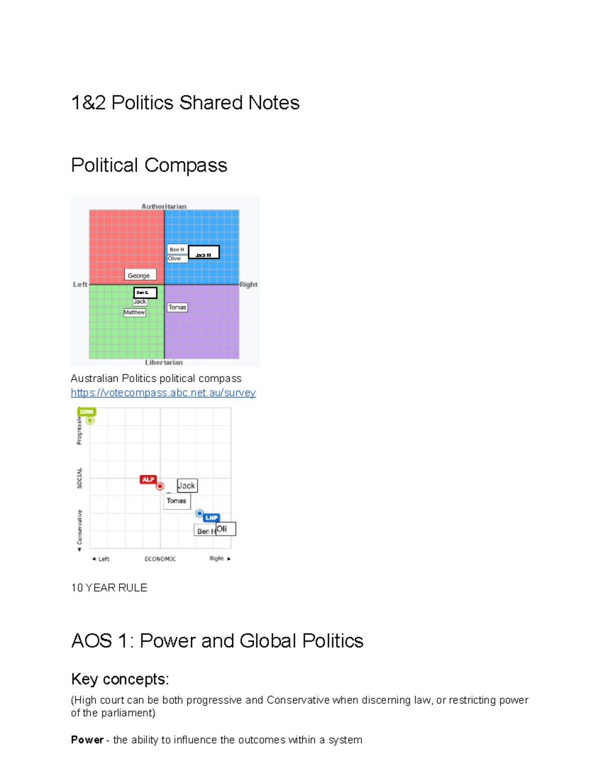 1&2 Politics Shared Notes - 1&2 Politics Shared Notes Political Compass ...