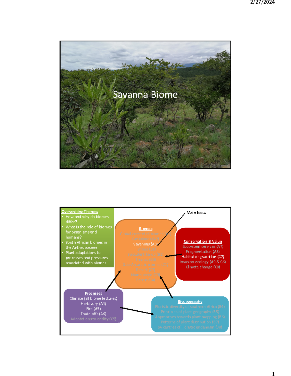 BOT251 Savannas - Study guide - Savanna Biome Biomes Global context of ...