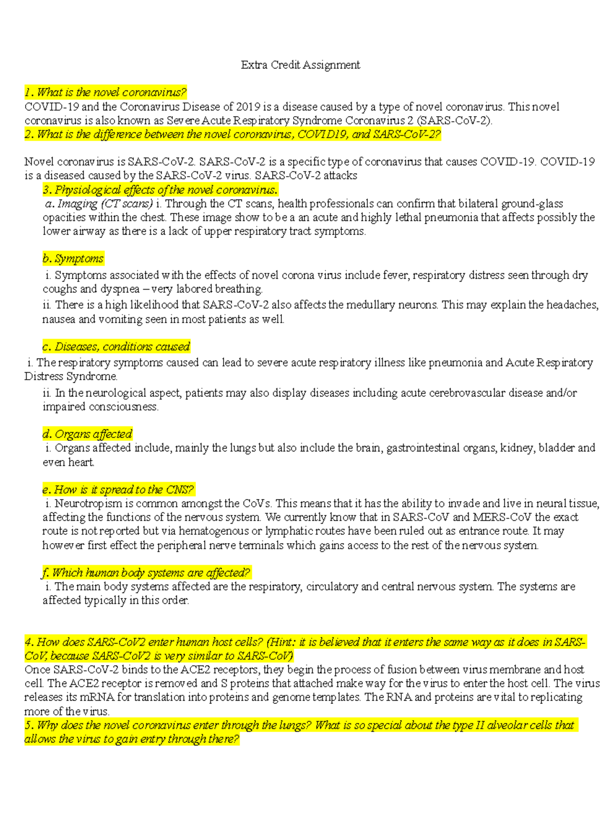 Extra Credit Assignment - What is the novel coronavirus? COVID-19 and ...