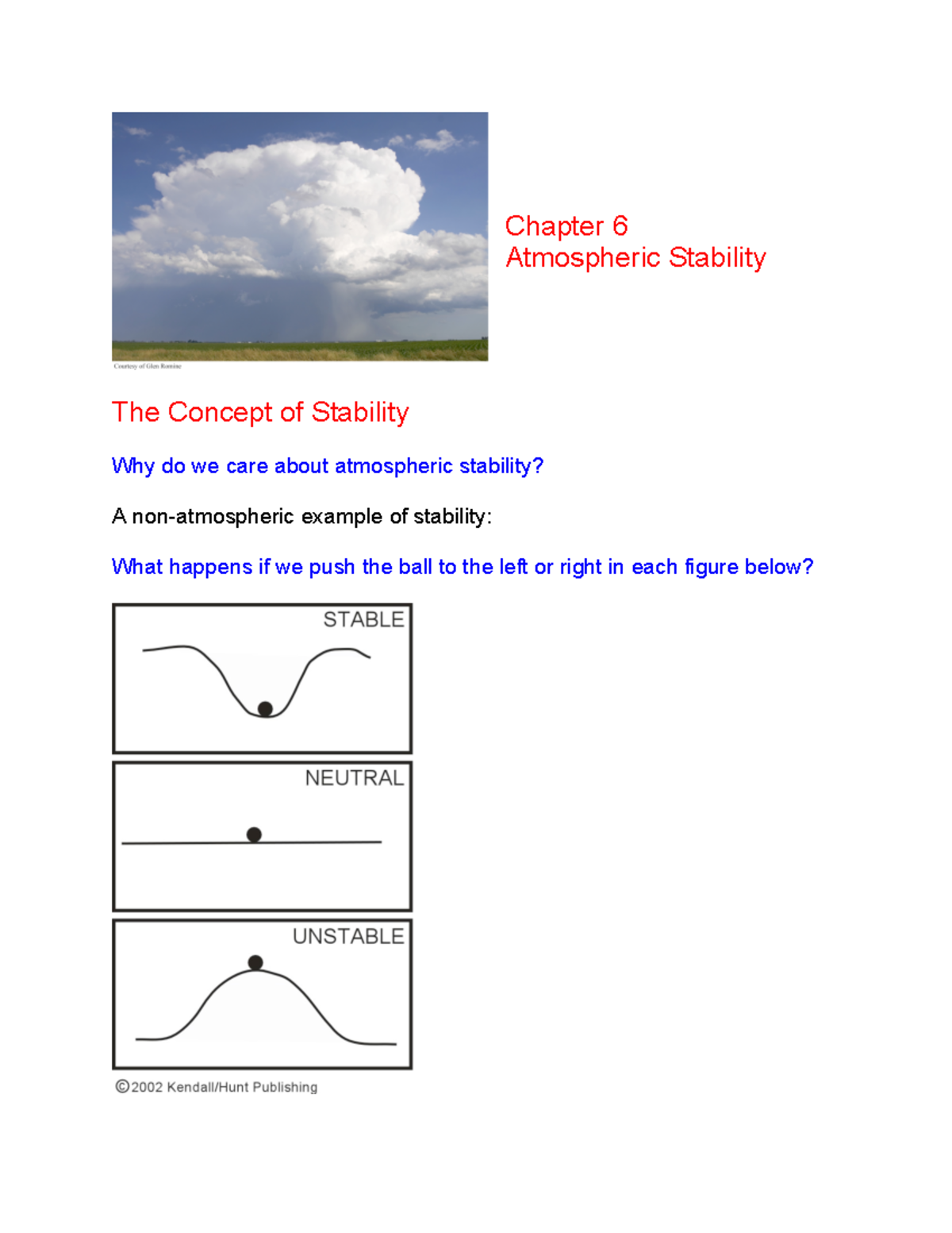 Chapter 6 Lecture Notes - Chapter 6 Atmospheric Stability The Concept ...