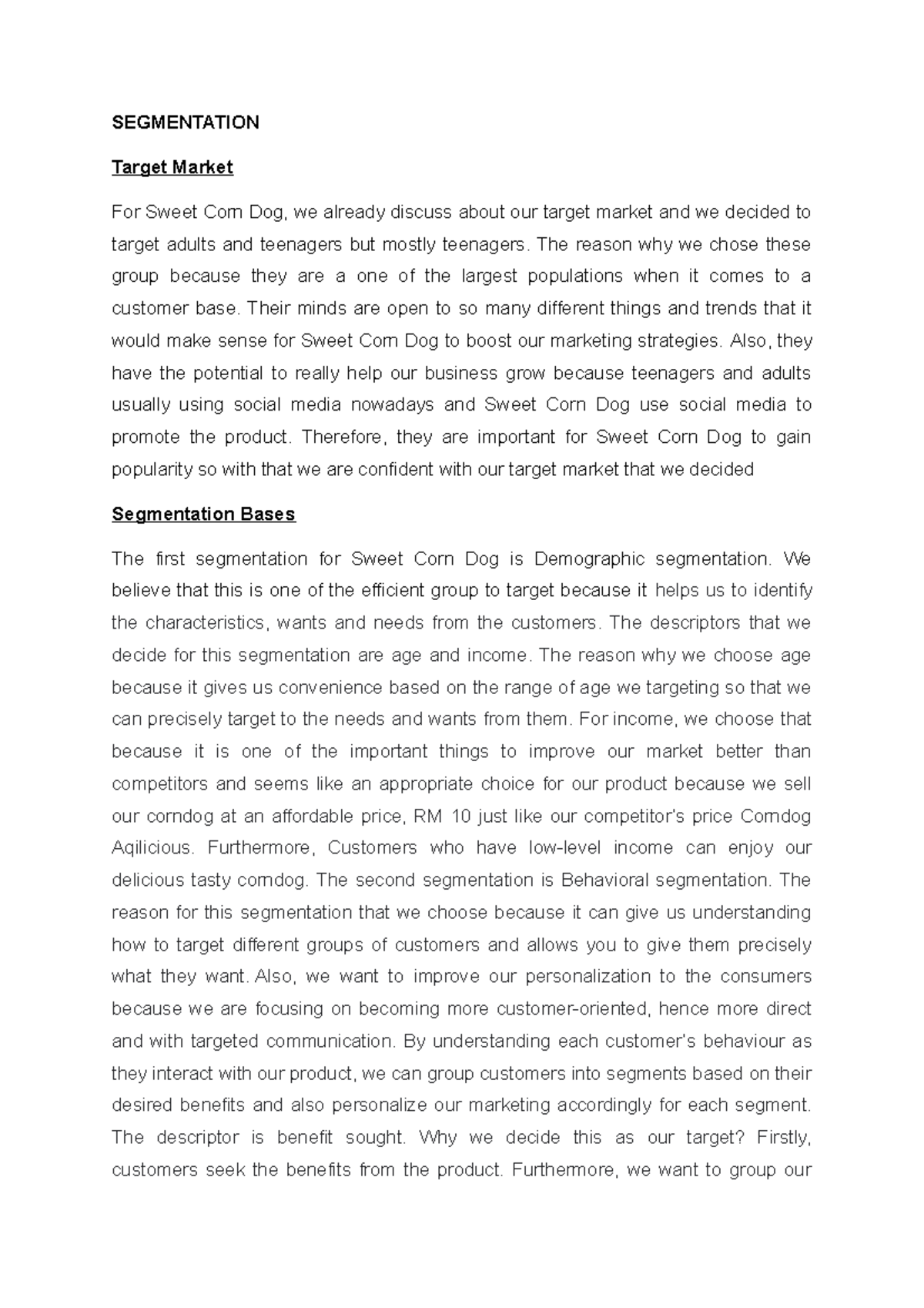 SEGMENTATION INDIVIDUAL ASSIGNMENT 2020/2021 LESSON - SEGMENTATION ...