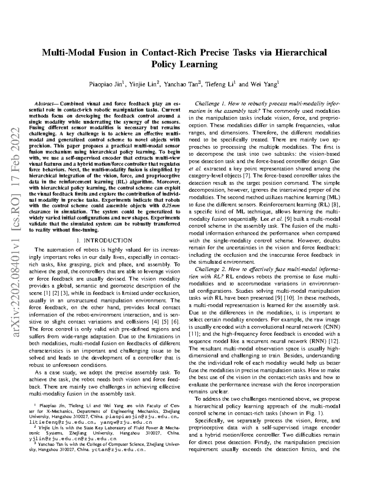 Multi-Modal Fusion in Contact-Rich Precise Tasks via Hierarchical Policy Learning - Current ...