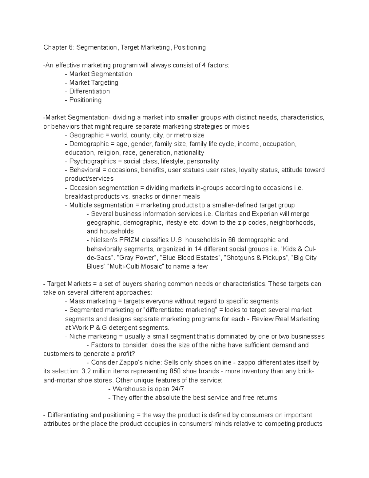 AMM Chapter 6 - Segmentation, Target Marketing, Positioning - Chapter 6 ...