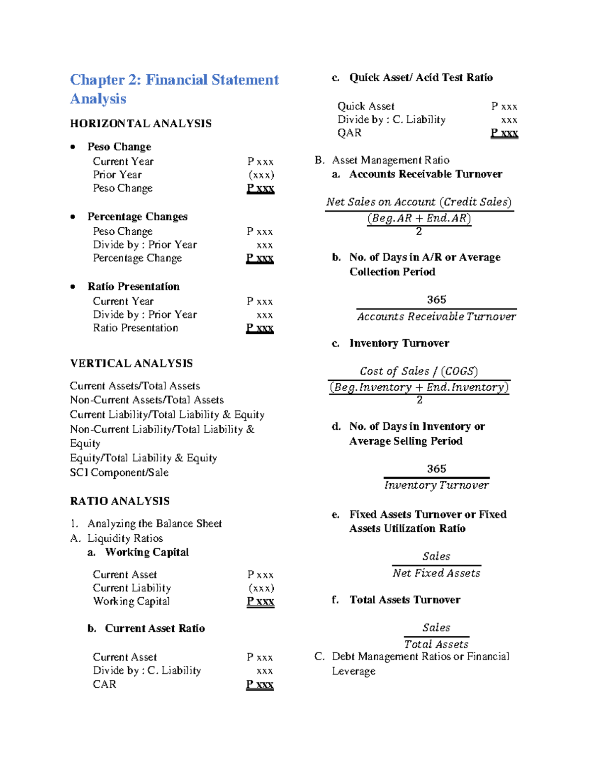 Fin Man-Formulaa for accountancy - Chapter 2: Financial Statement ...