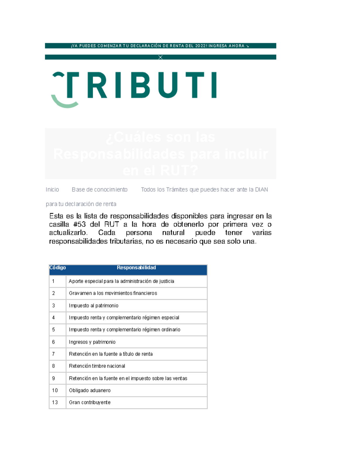 Responsabilidades Tributarias - ¡YA P UED ES C OM EN ZAR T U D EC LARAC ...