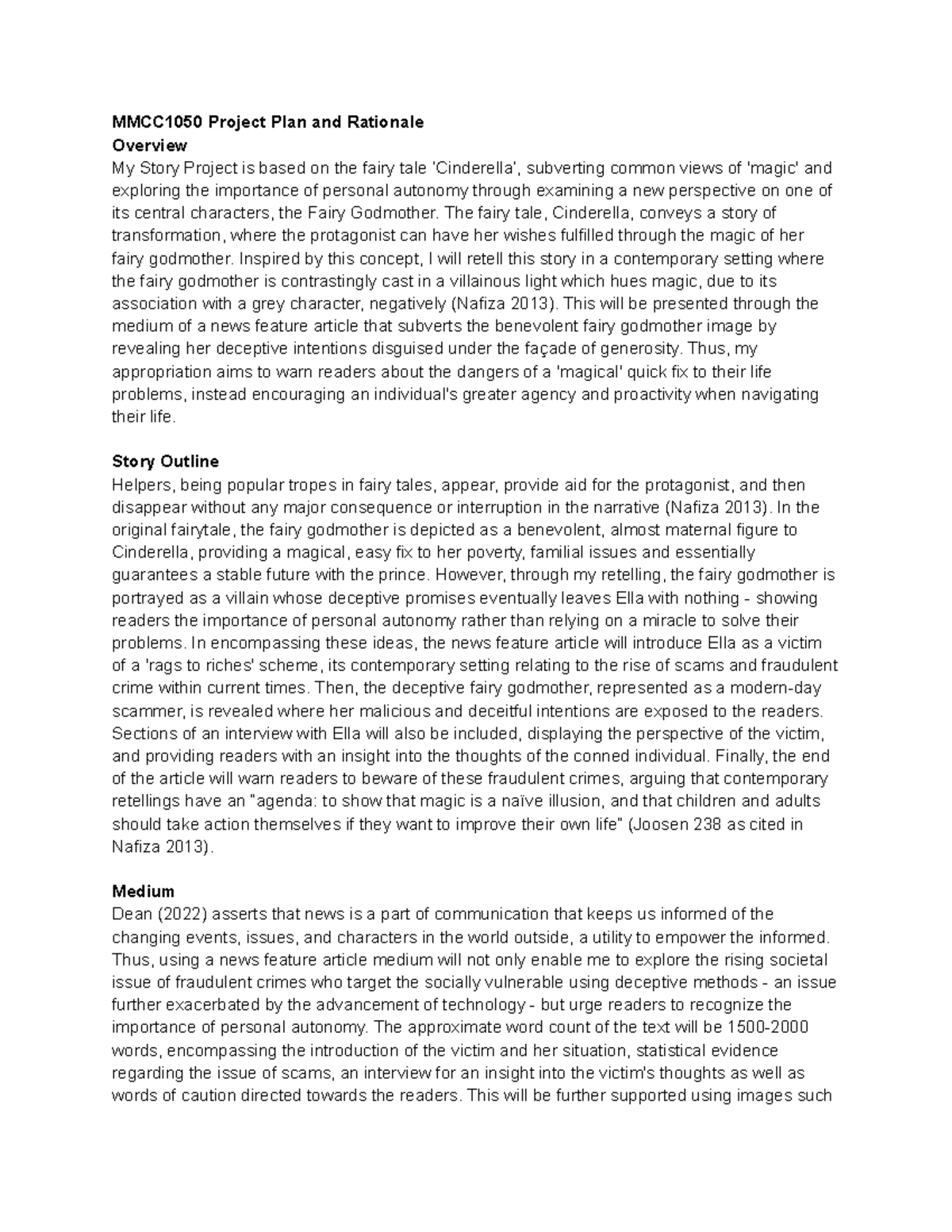 Mmcc1050 project plan and rationale - MMCC1050 Project Plan and ...