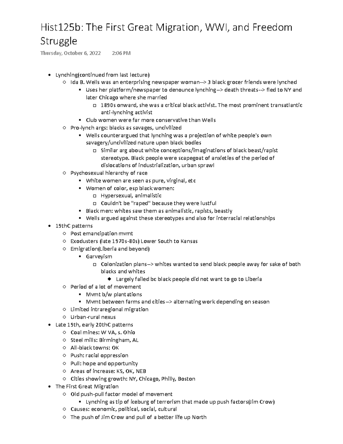 10 waldo martin - Lynching(continued from last lecture) Ida B. Wells ...