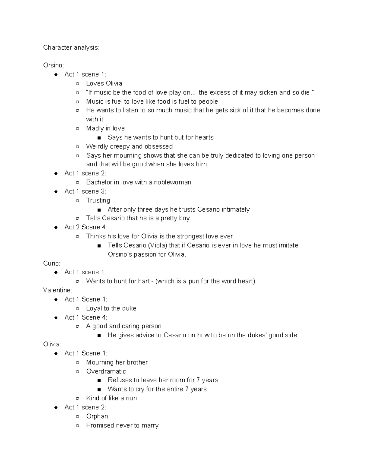 Character chards - Summary Shakespeare - Character analysis: Orsino ...