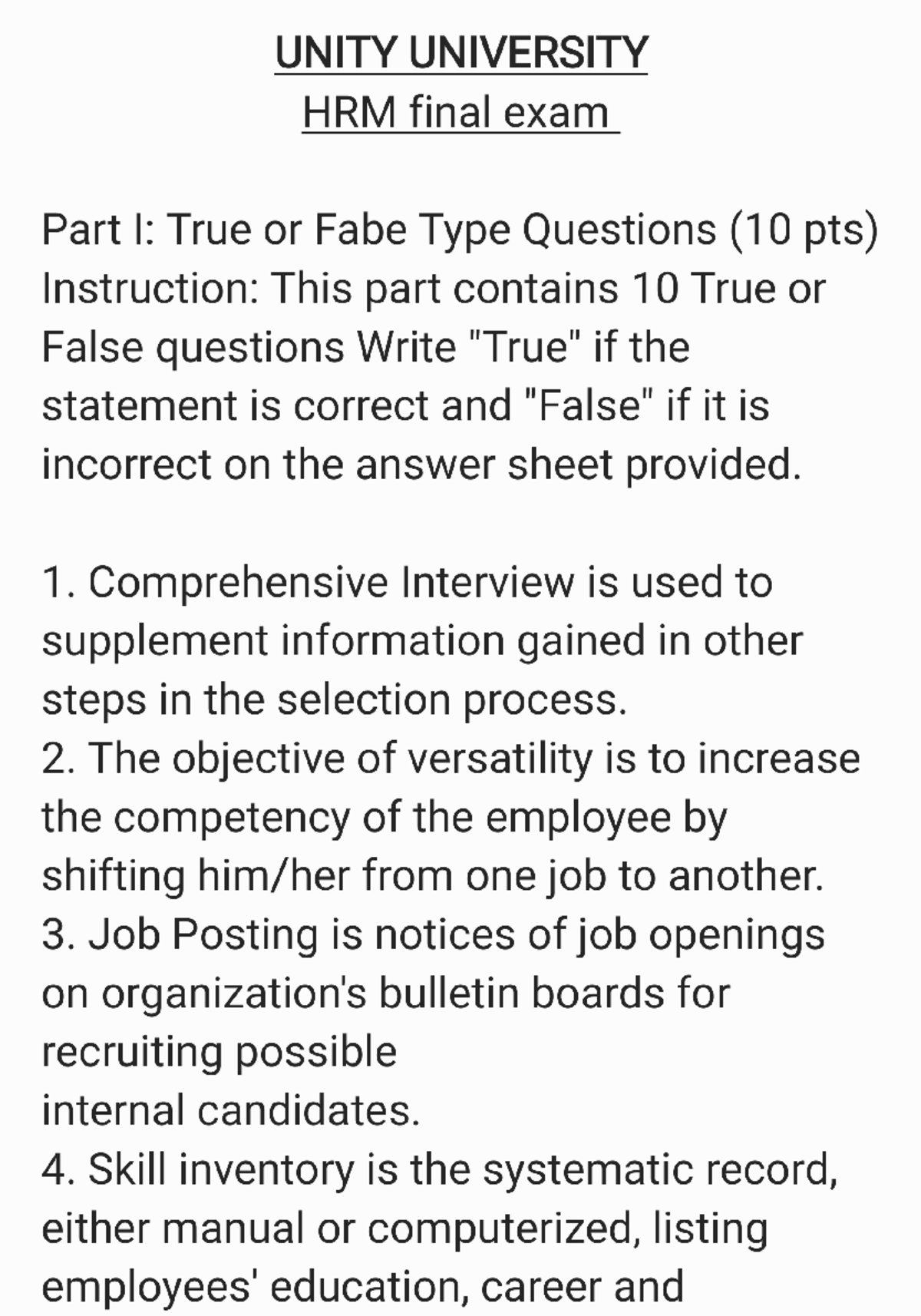 HRM final exam - Human Resources Management - Studocu