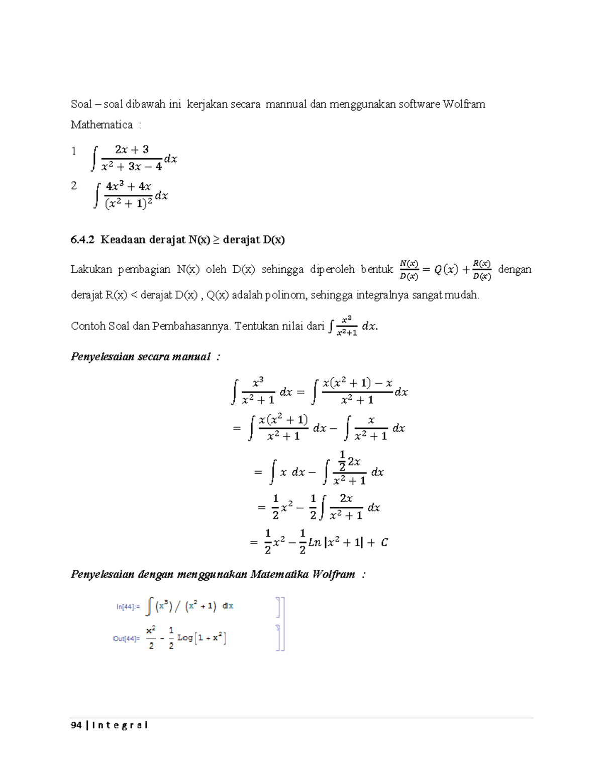 Integral yang Menghasilkan Arcus Tangen dan Logaritma Cara Wolfram ...