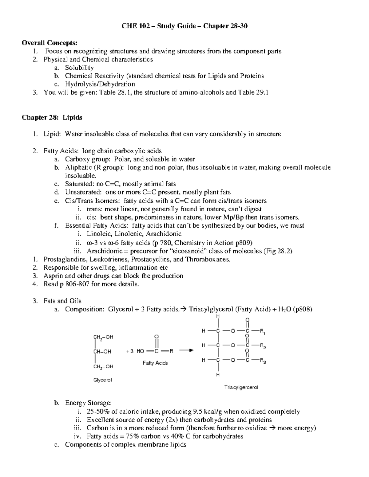 CHE102 Homework - CHE 102 – Study Guide – Chapter 28- Overall Concepts ...