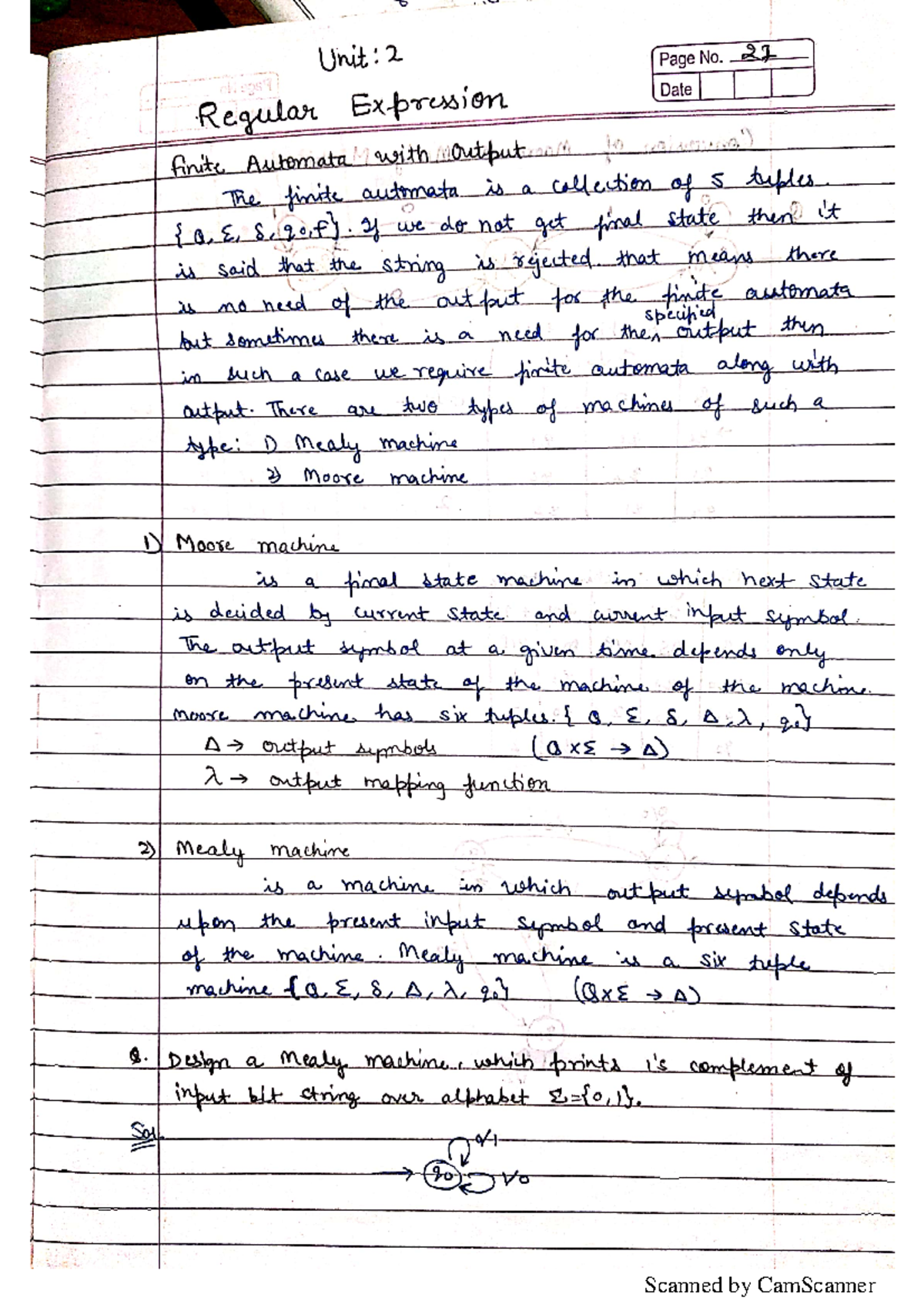 TAFL Unit-2 - TAFL Unit-2 - Unit: 2 Page No. 21 Regular Expression Date finite Automata with ...