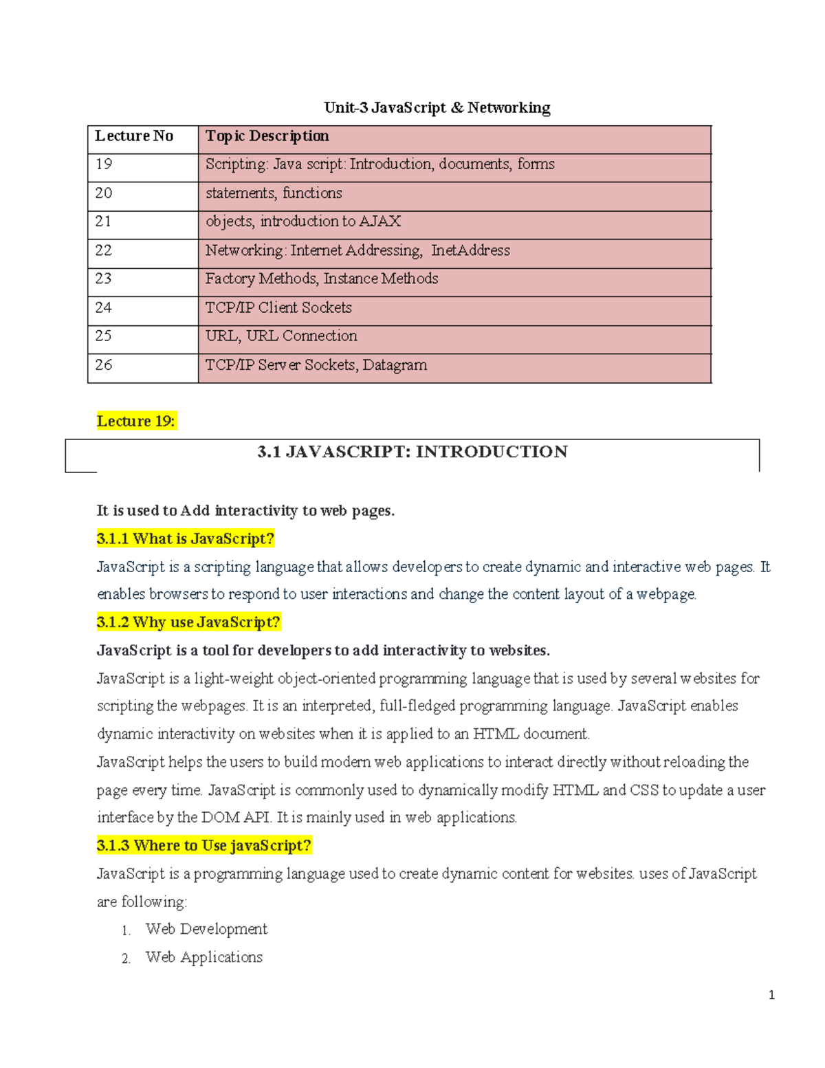 Unit 3 Javascript Amazing Unit 3 Javascript And Networking Lecture No 2542