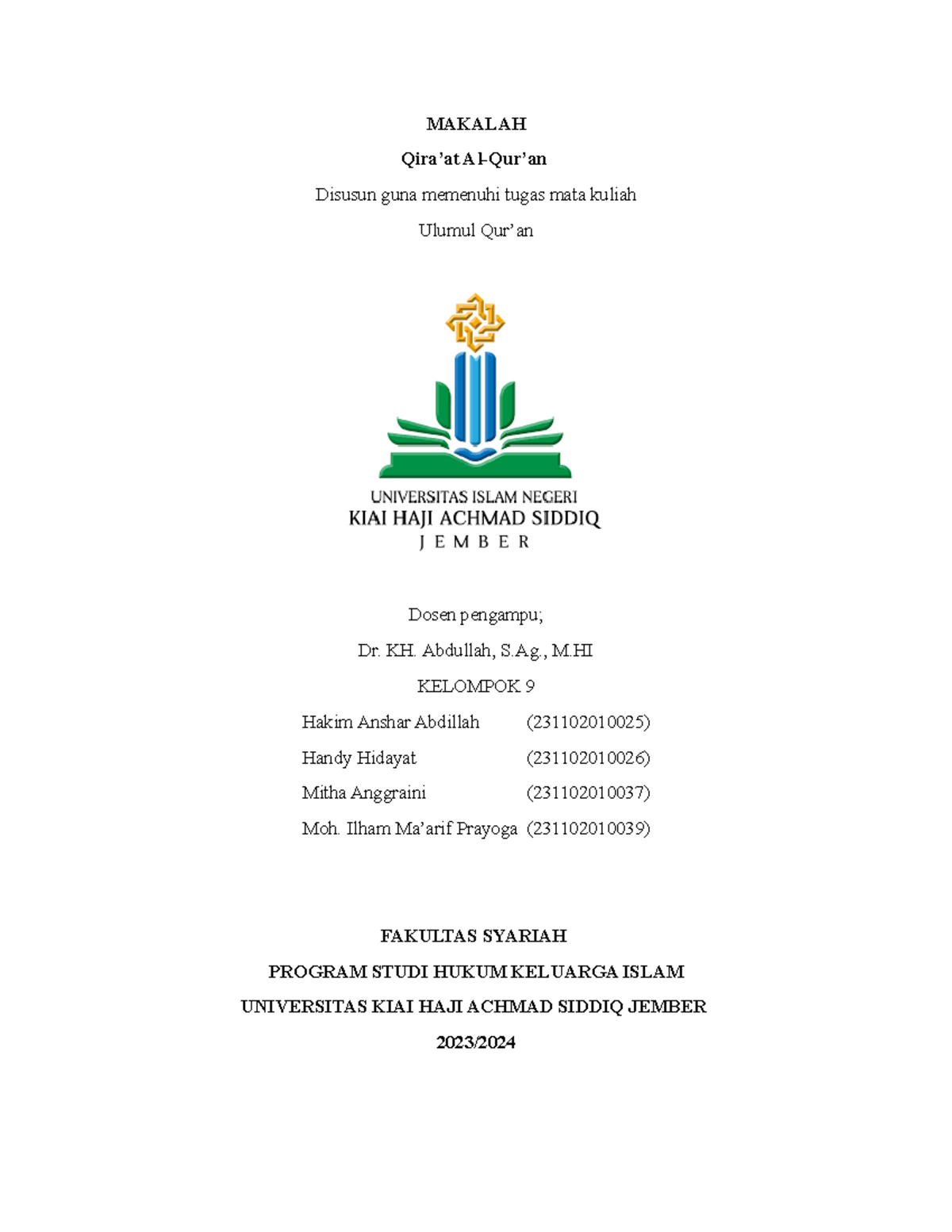 Makalah Qiraat AL Quran - MAKALAH Qira’at Al-Qur’an Disusun guna memenuhi tugas mata kuliah ...