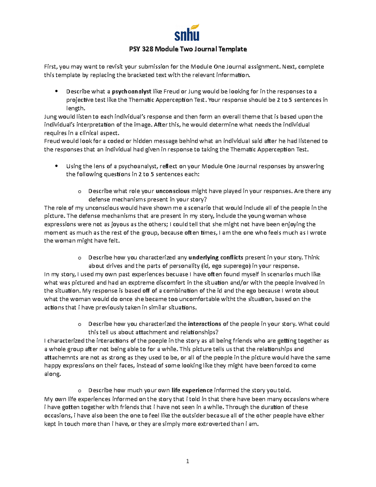 PSY 328 Module Two Journal Template - PSY 328 Module Two Journal ...