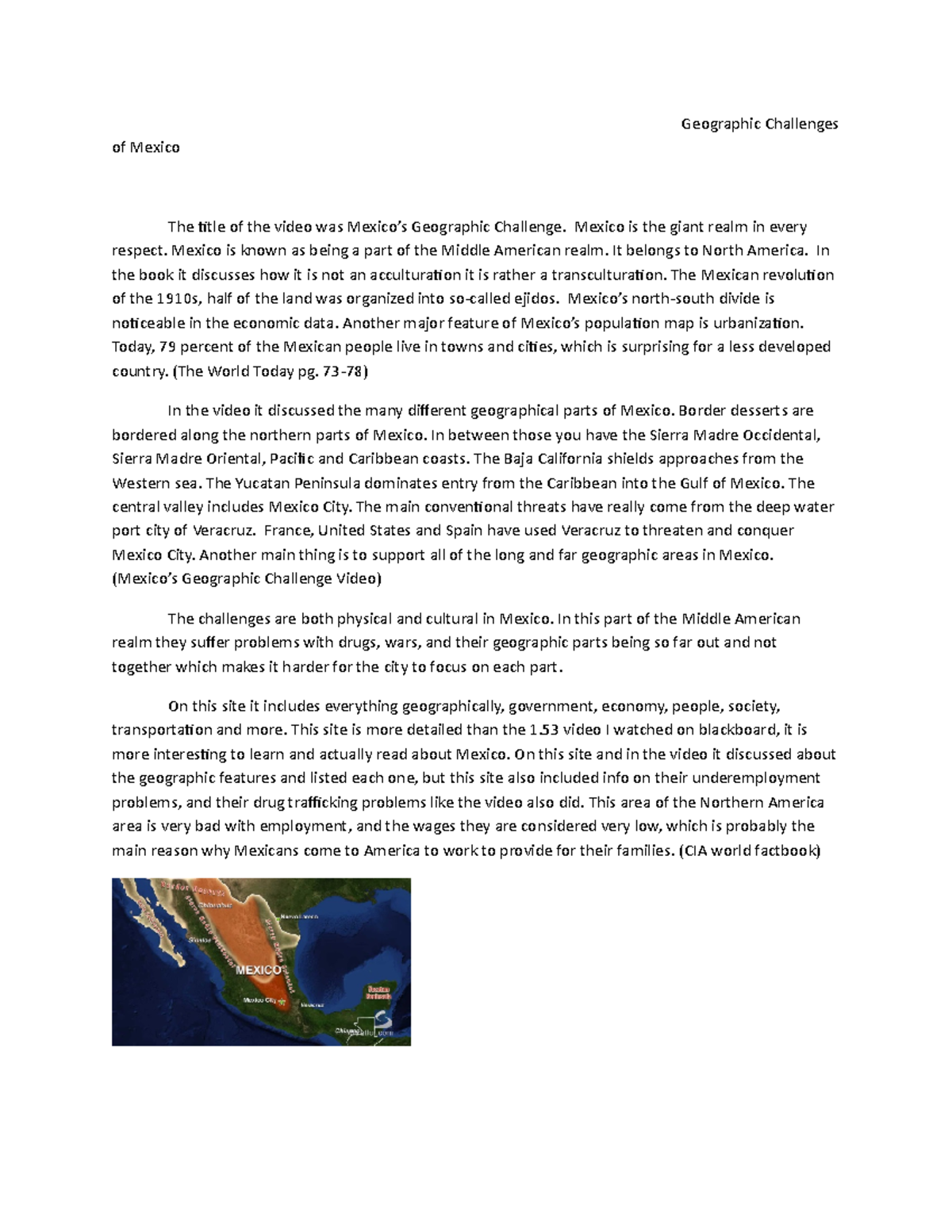 Geographic Challenges of Mexico History - Geographic Challenges of ...