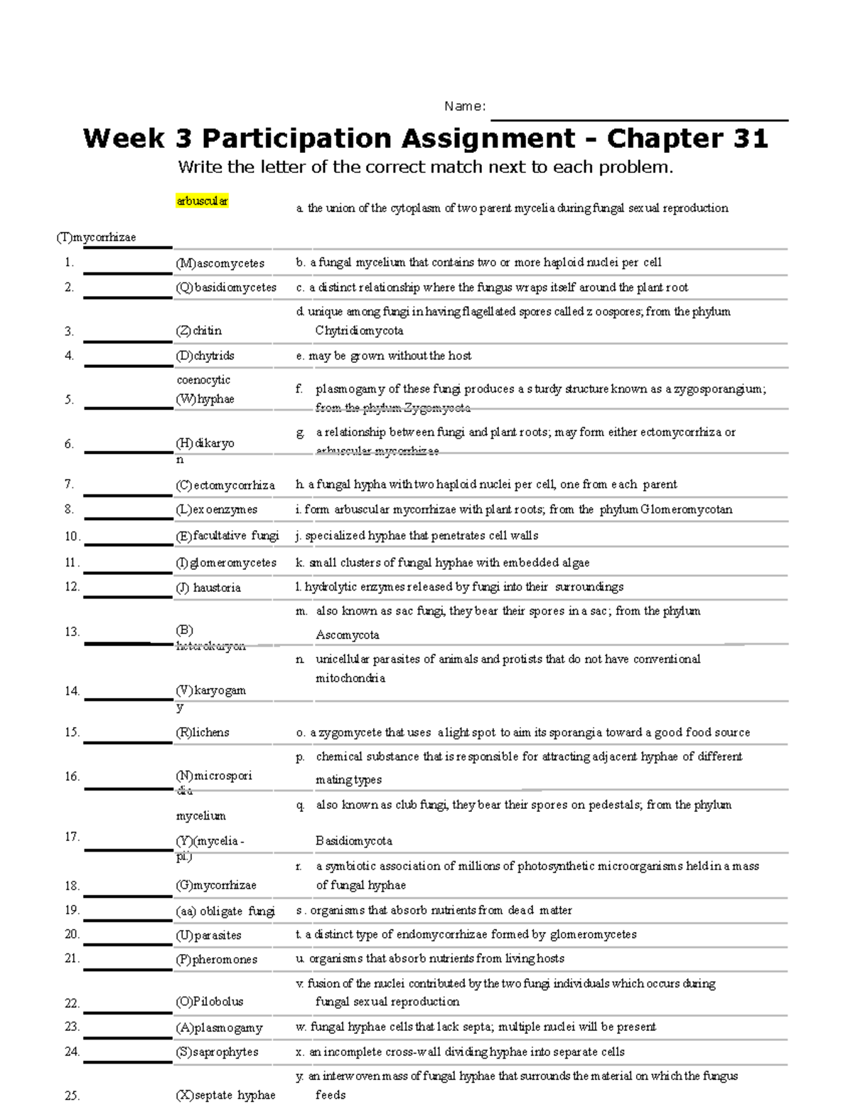 Week 2 particpation - lecture course work - Name: Week 3 Participation ...
