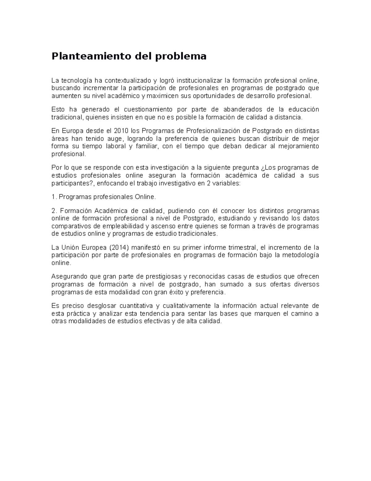 Ejemplo de planteamiento del problema en Word 2 - Planteamiento del ...