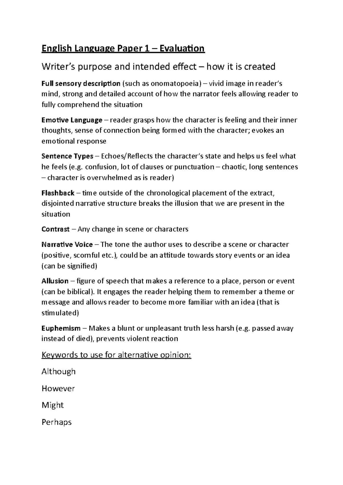 Question 4 Tips - Info - English Language Paper 1 – Evaluation Writer’s ...