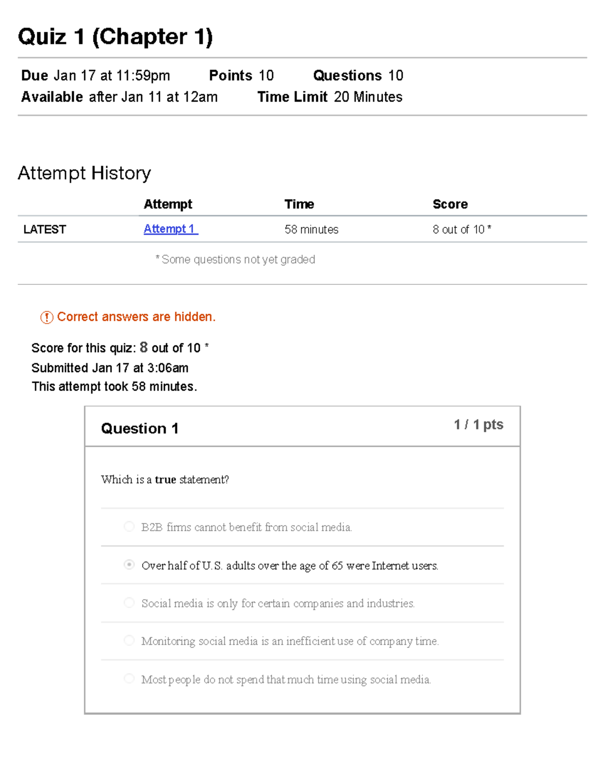 Quiz 1 (Chapter 1): MAR4233 U01 1211 - * Some questions not yet graded Quiz 1 (Chapter 1) Due ...
