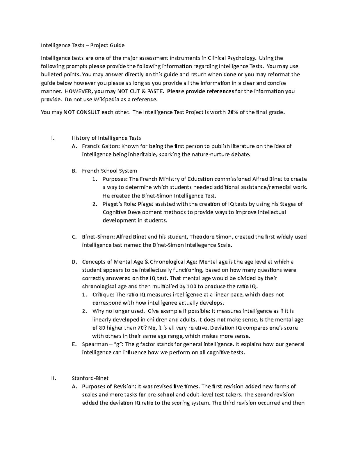 Intelligence Tests Project Guide - Intelligence Tests – Project Guide ...