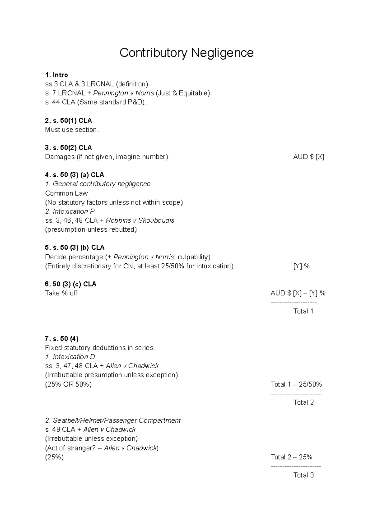 Contributory Negligence - Intro ss CLA 3 LRCNAL (definition). s. 7 ...