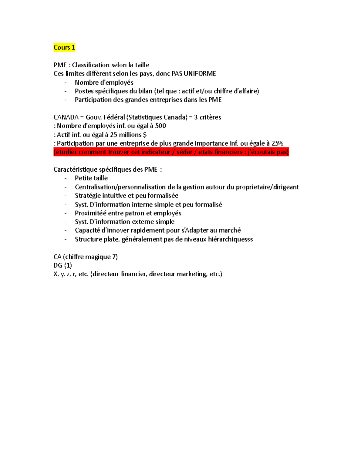 Cours 1 - Cours 1 PME : Classification selon la taille Ces limites ...