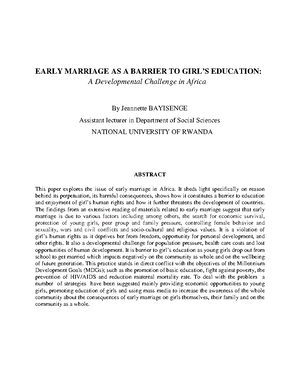 Early Marriage and Its Relationship with Child Development - Narendra2 ...