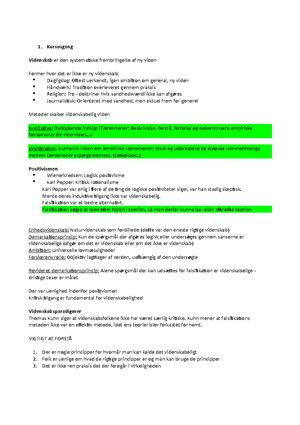 Noter - Teori og empiri - Forelæsning 2 i samf. Metode Eksamen: Krav: Udarbejd en ...