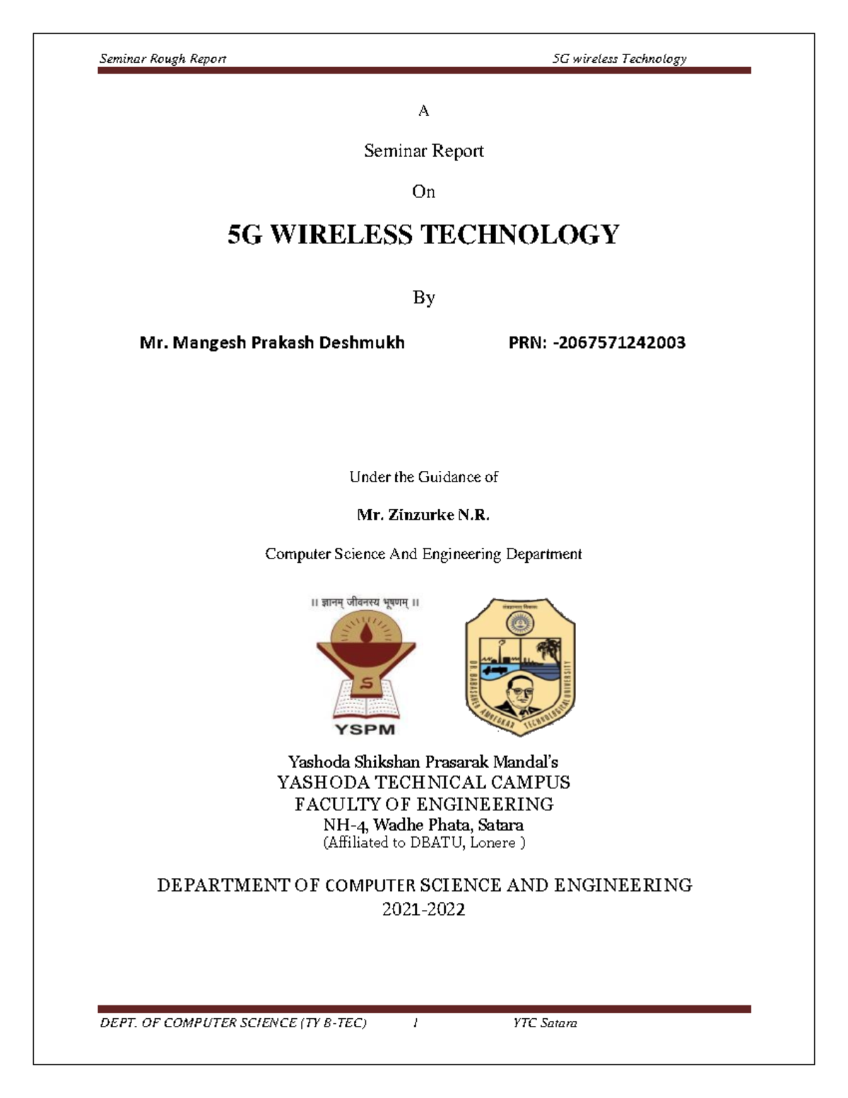 Seminar Report-5G technology - A Seminar Report On 5G WIRELESS ...