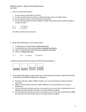 141 Mock Exam Final KEY - CEM 141 Mock Exam Questions – KEY The final ...