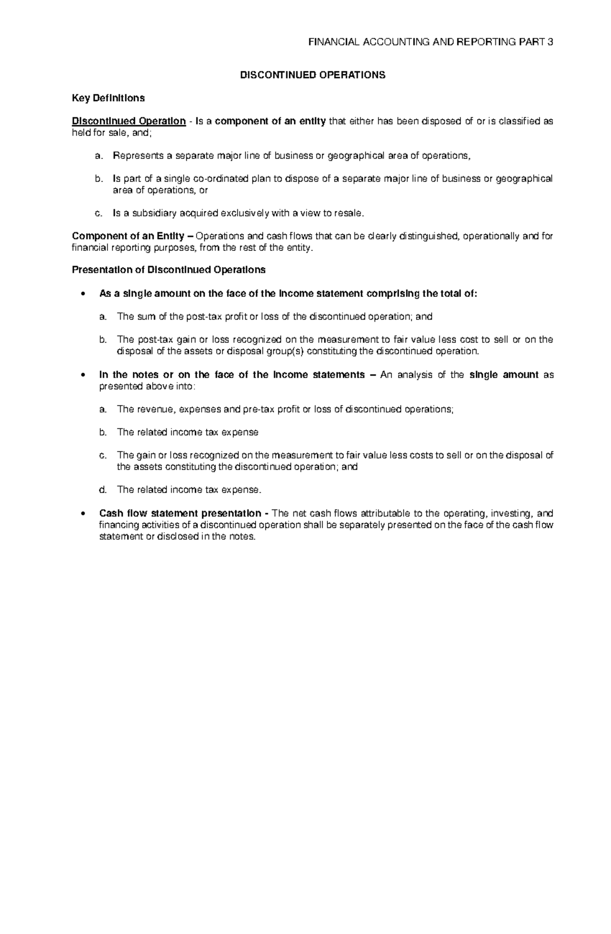 FAR 3 Discussion Material - Discontinued Operation - FINANCIAL ...