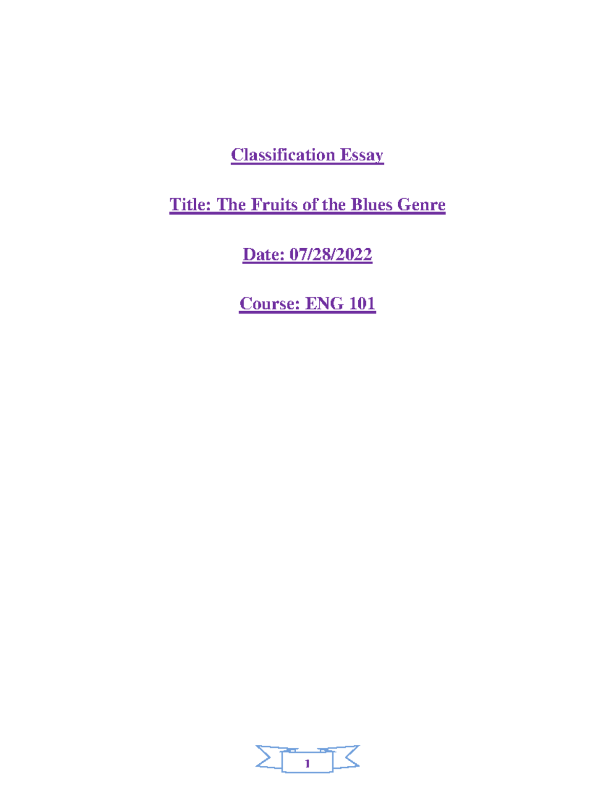 Classification Essay - Classification Essay Title: The Fruits of the ...