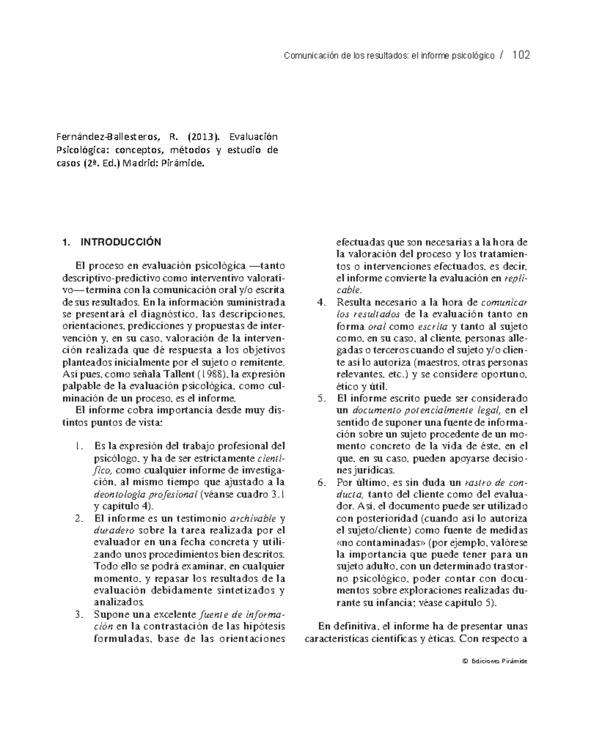 Fernández-Ballesteros ( Evaluación Psicológica - InTrODUCCIón El ...