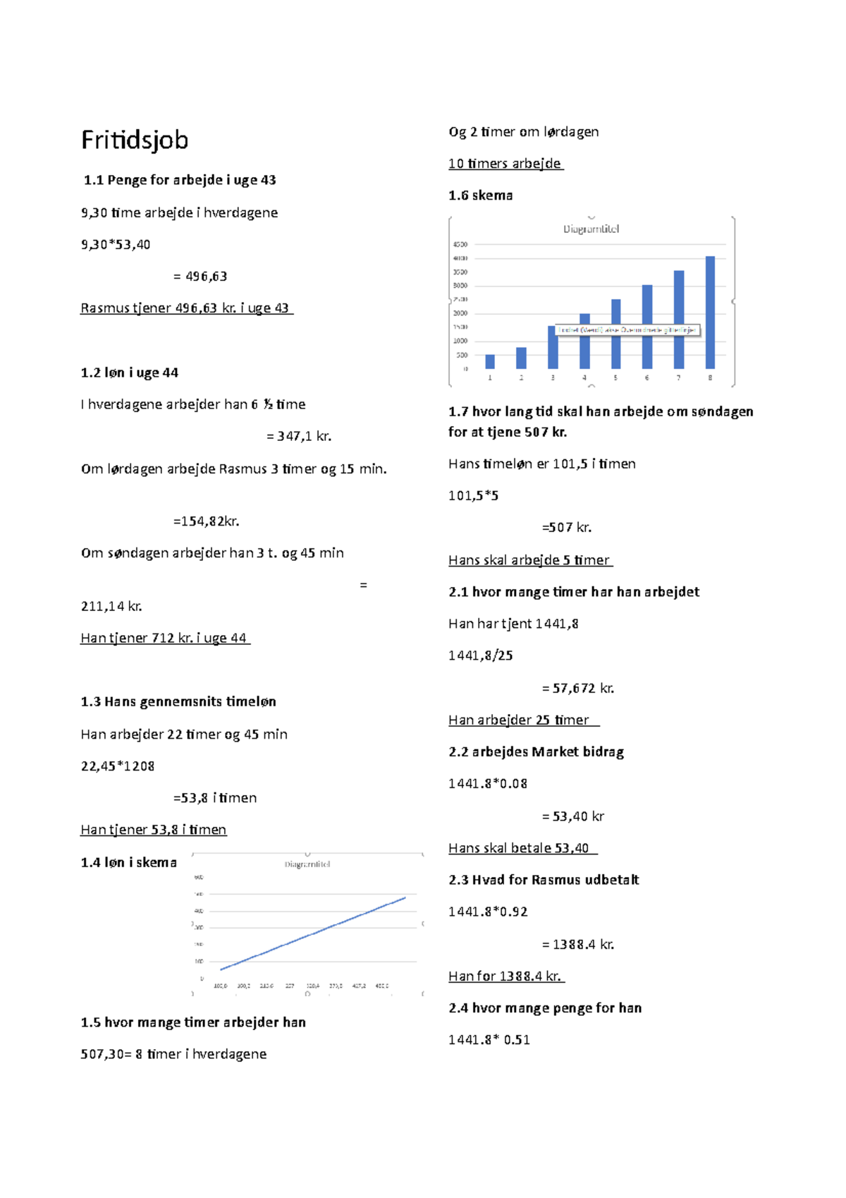 Fritidsjob - opgave der laves i folkeskolen 8. eller 9. klassse - Fritidsjob 1 Penge for arbejde ...