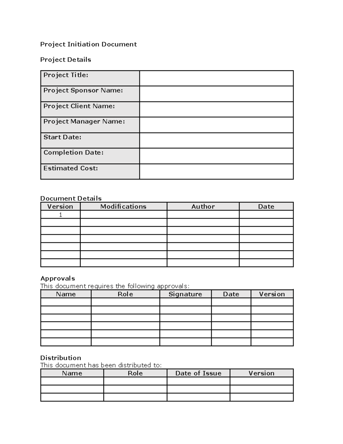 Project Initiation Document - Project Initiation Document Project ...