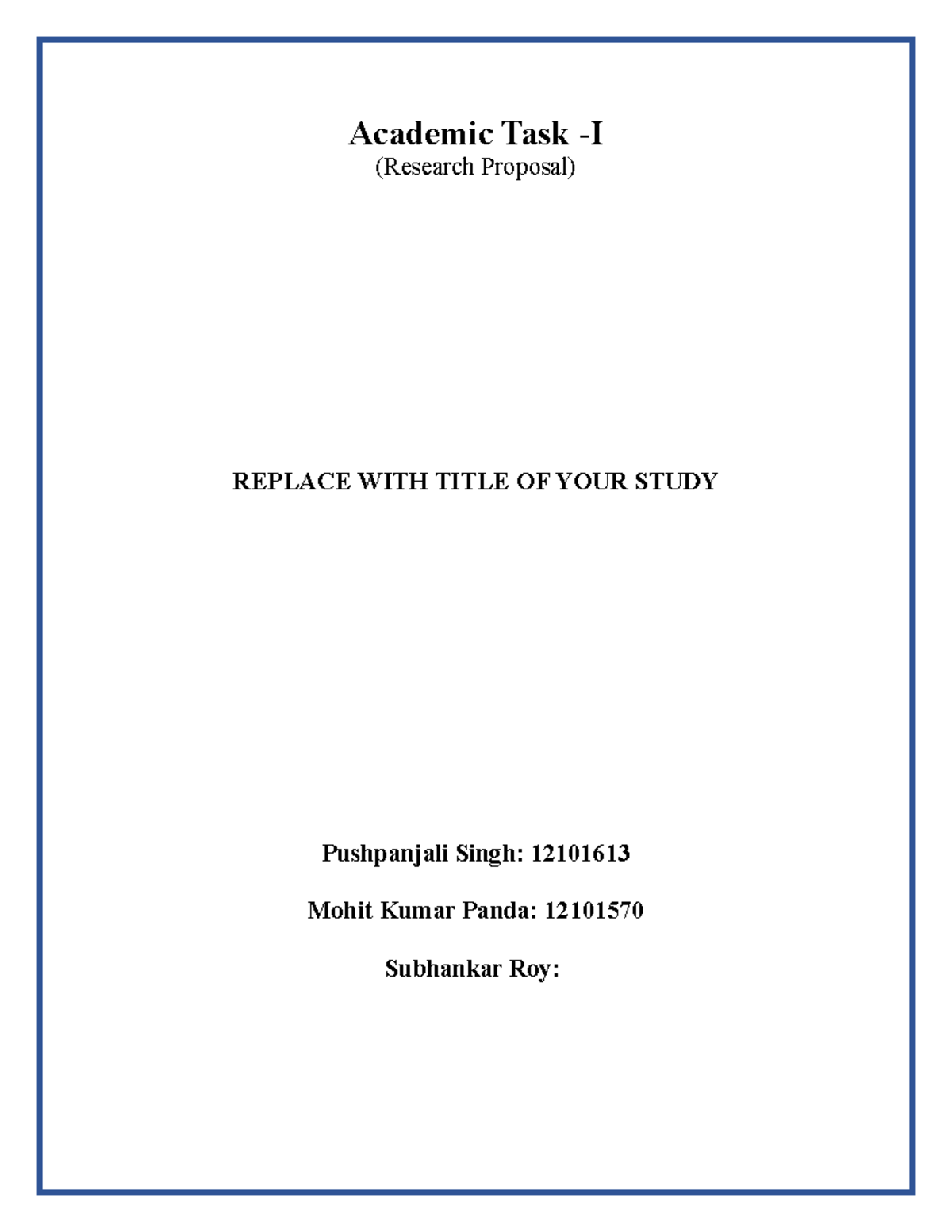 Template Assignment 1 FOR RESEARCH - Academic Task -I (Research ...