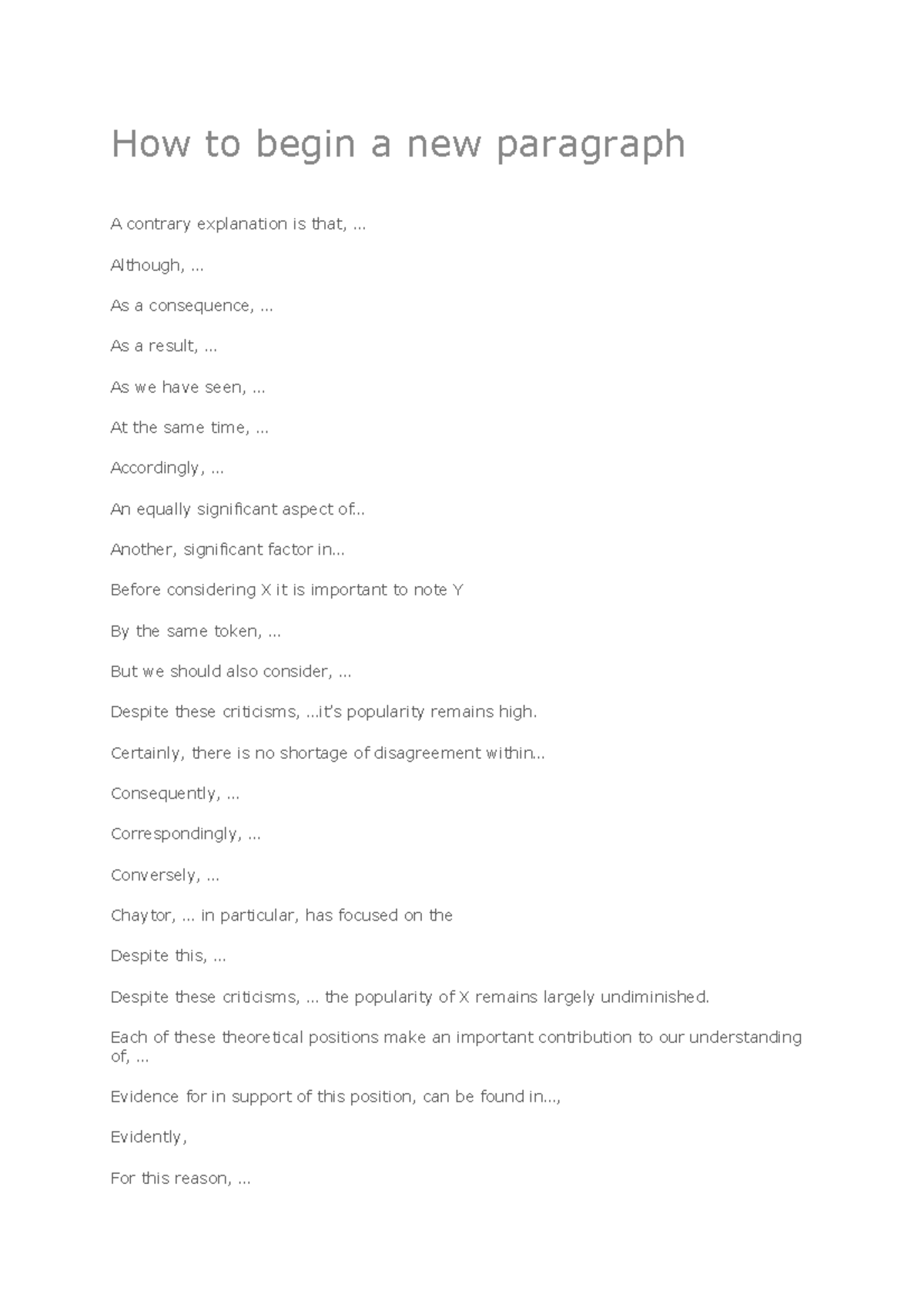 How to begin a new paragraph- Tips - Englisch - h_da - Studocu