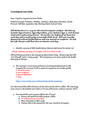 Neurological Case Study - Neurological Case Study Case: Cognitive ...