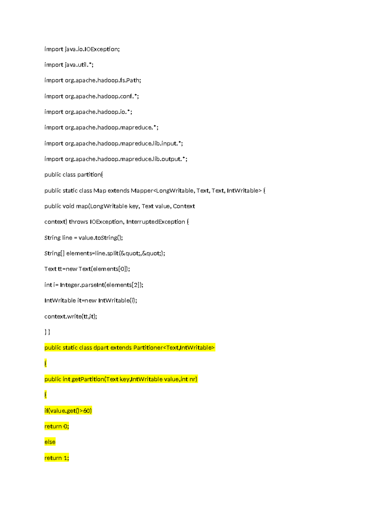 Partitioner Sample program - import java.io; import java.; import org.apache.hadoop.fs; import ...