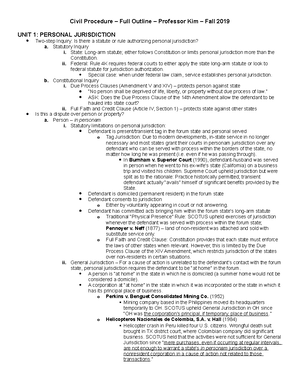 Civ Pro Outline - Court Systems: 1. Federal Courts a. Supreme Court of ...