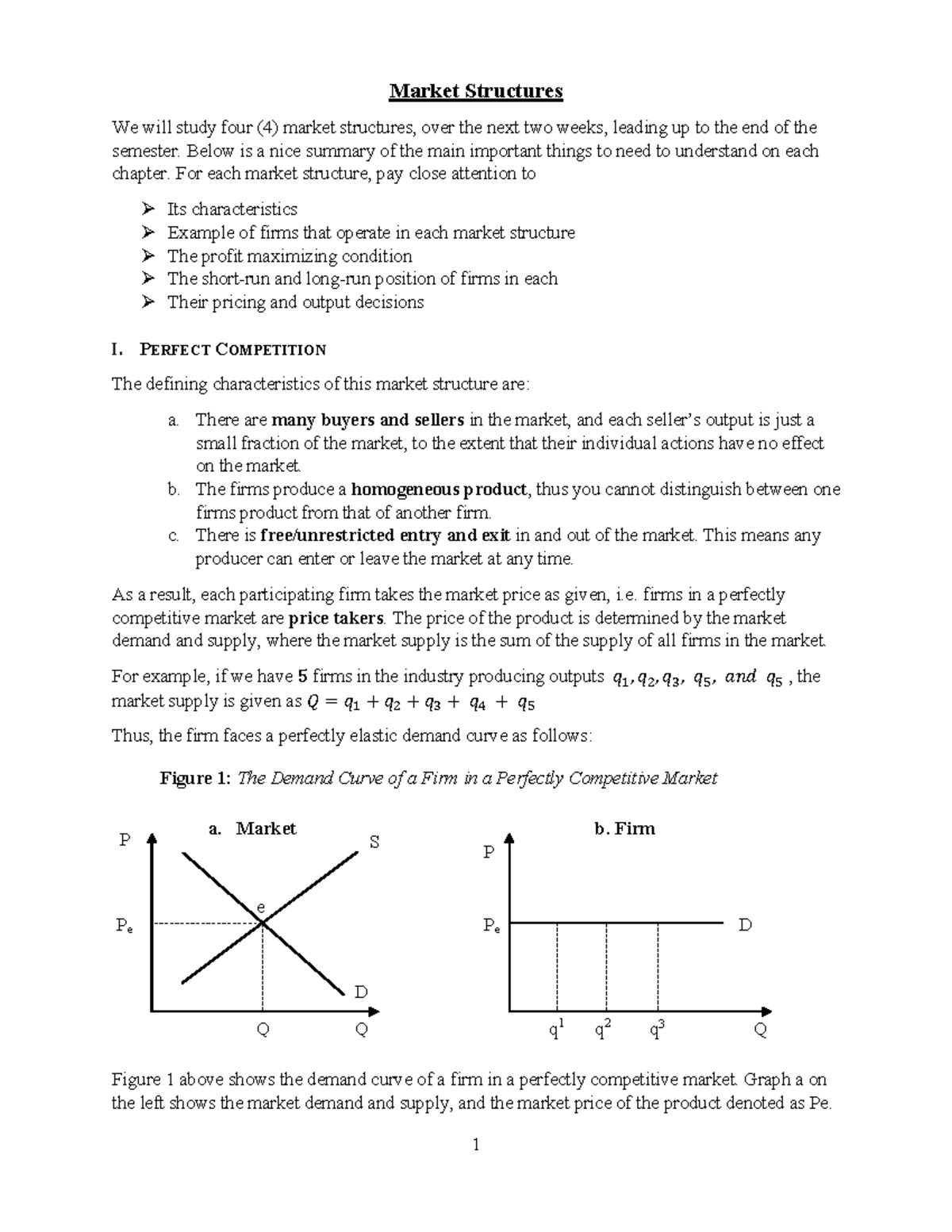 Class Handout Market Structures - Market Structures We will study four ...