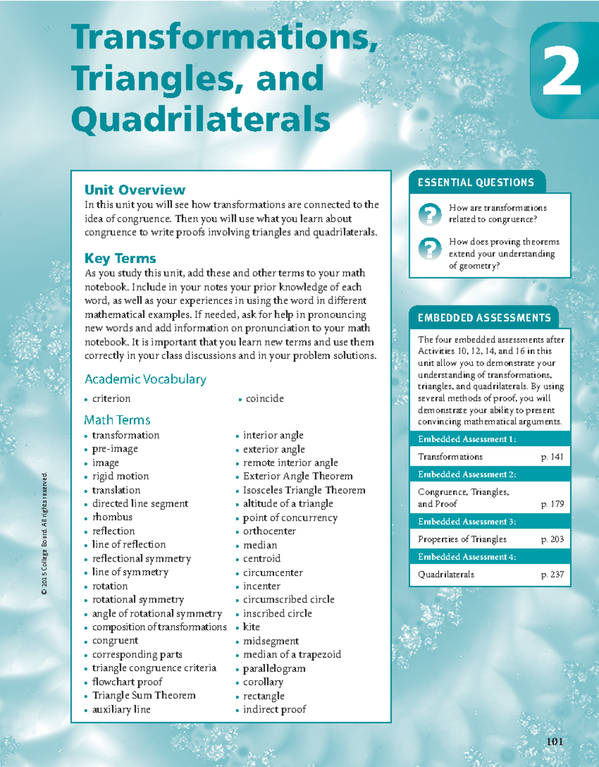 Spring Board pages Unit 2 - © 2015 College Board. All rights reserved ...