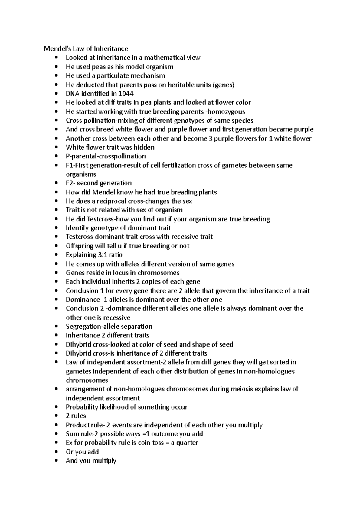Unity 3 - Unit 4 Mendel law of Inheritance - Mendel’s Law of ...