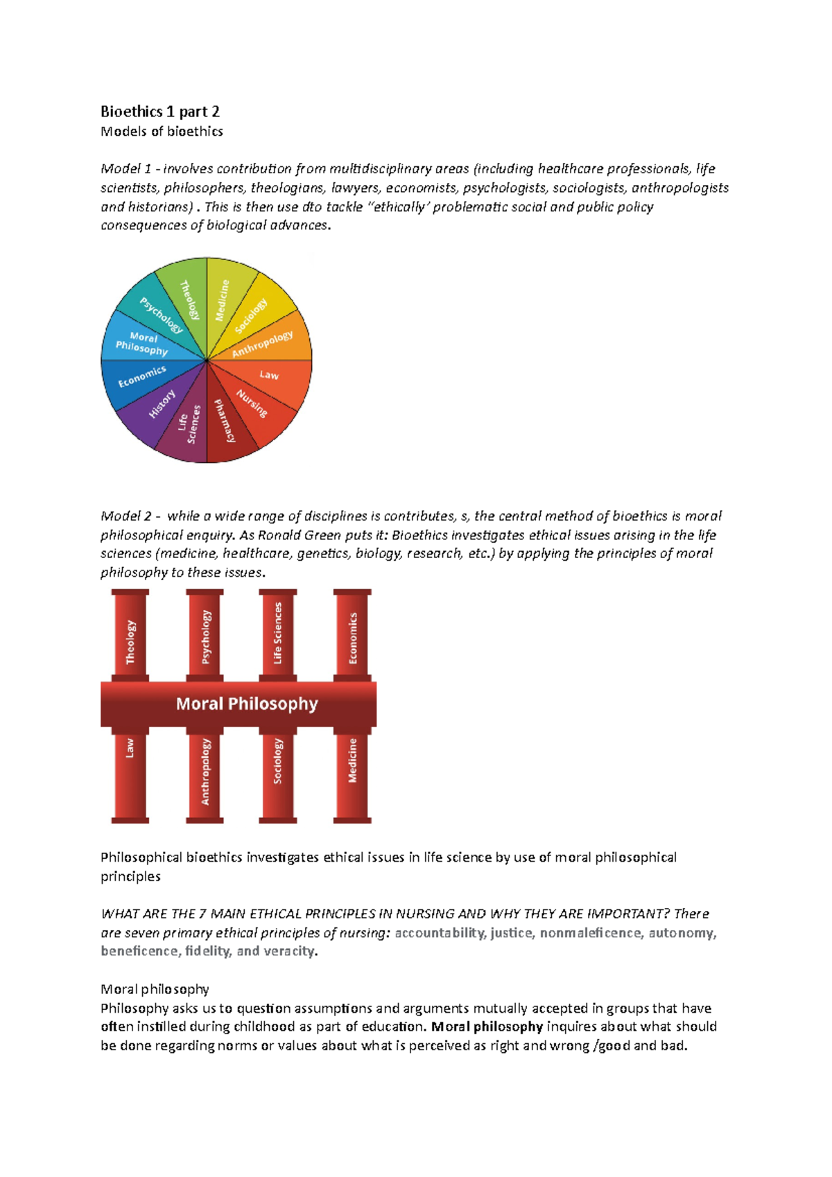 Bioethics 1 part 2 - Bioethics 1 part 2 Models of bioethics Model 1 ...
