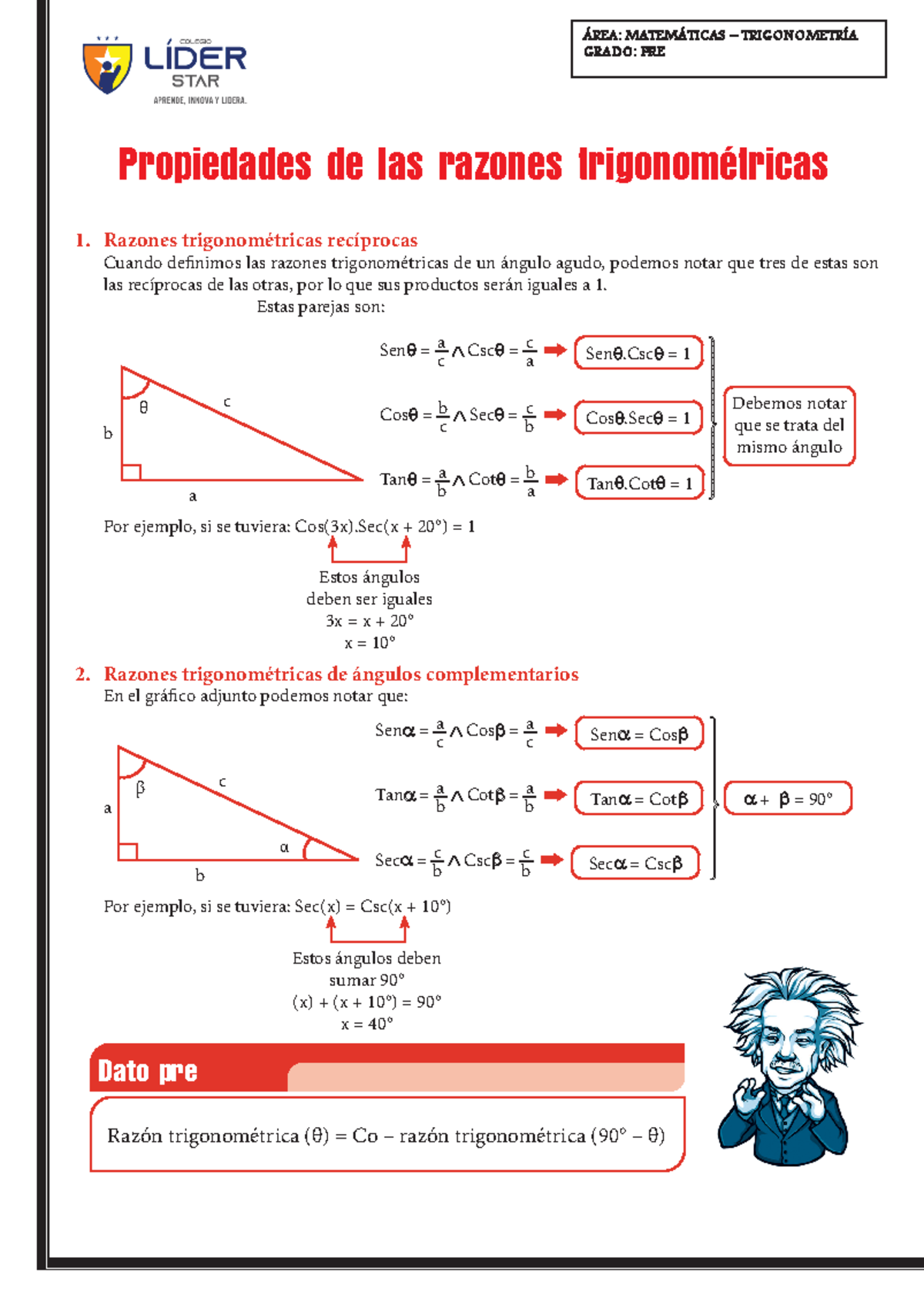 Propiedades DE LAS Razones Trigonométricas - 1. Razones trigonométricas ...