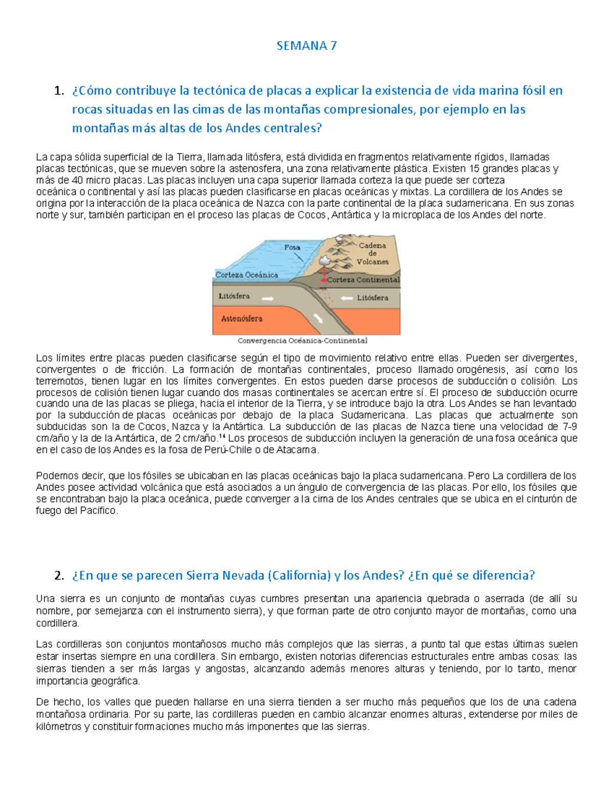 Tarea 7 tectonica de placas - SEMANA 7 1. ¿Cómo contribuye la tectónica ...