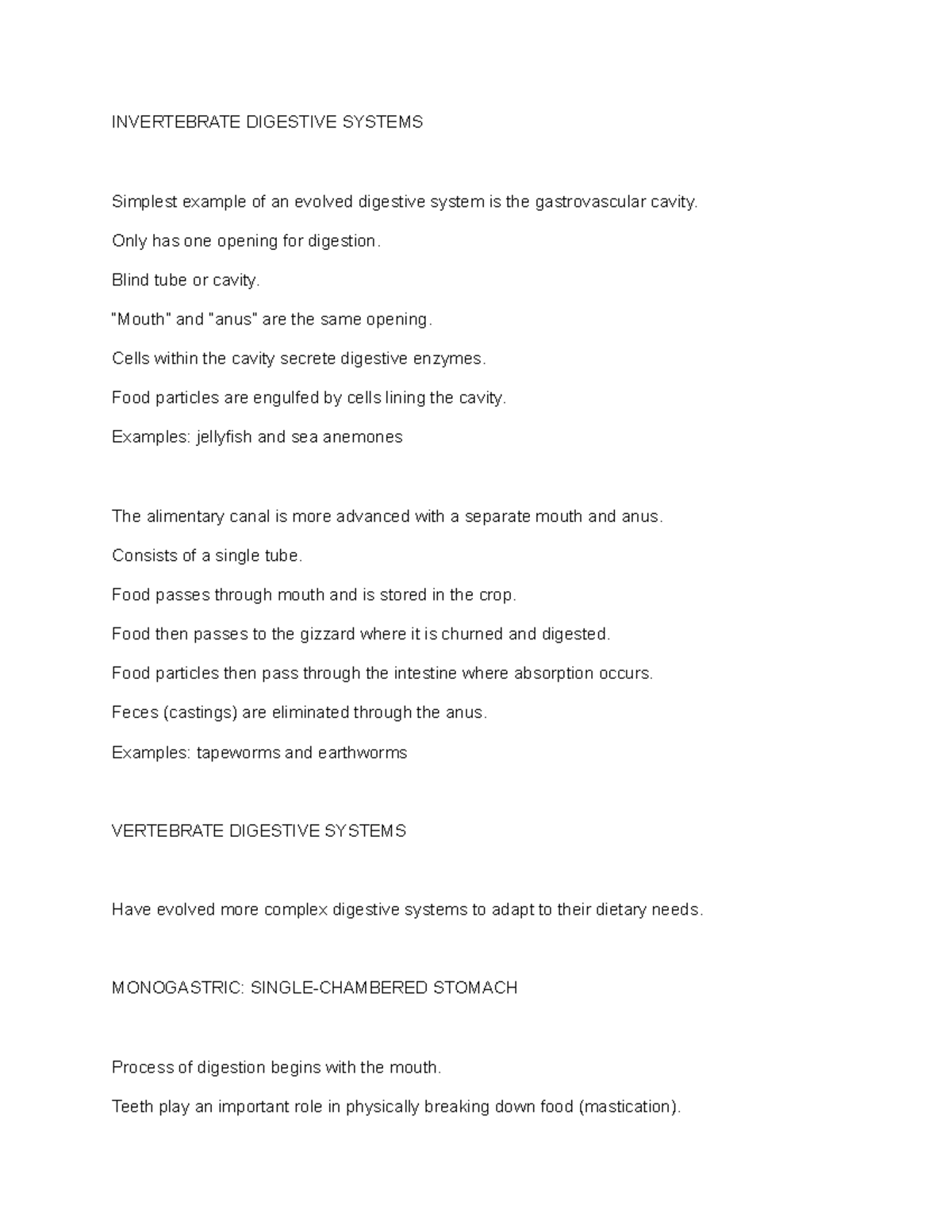 Animal Digestive System Part 2 - INVERTEBRATE DIGESTIVE SYSTEMS ...