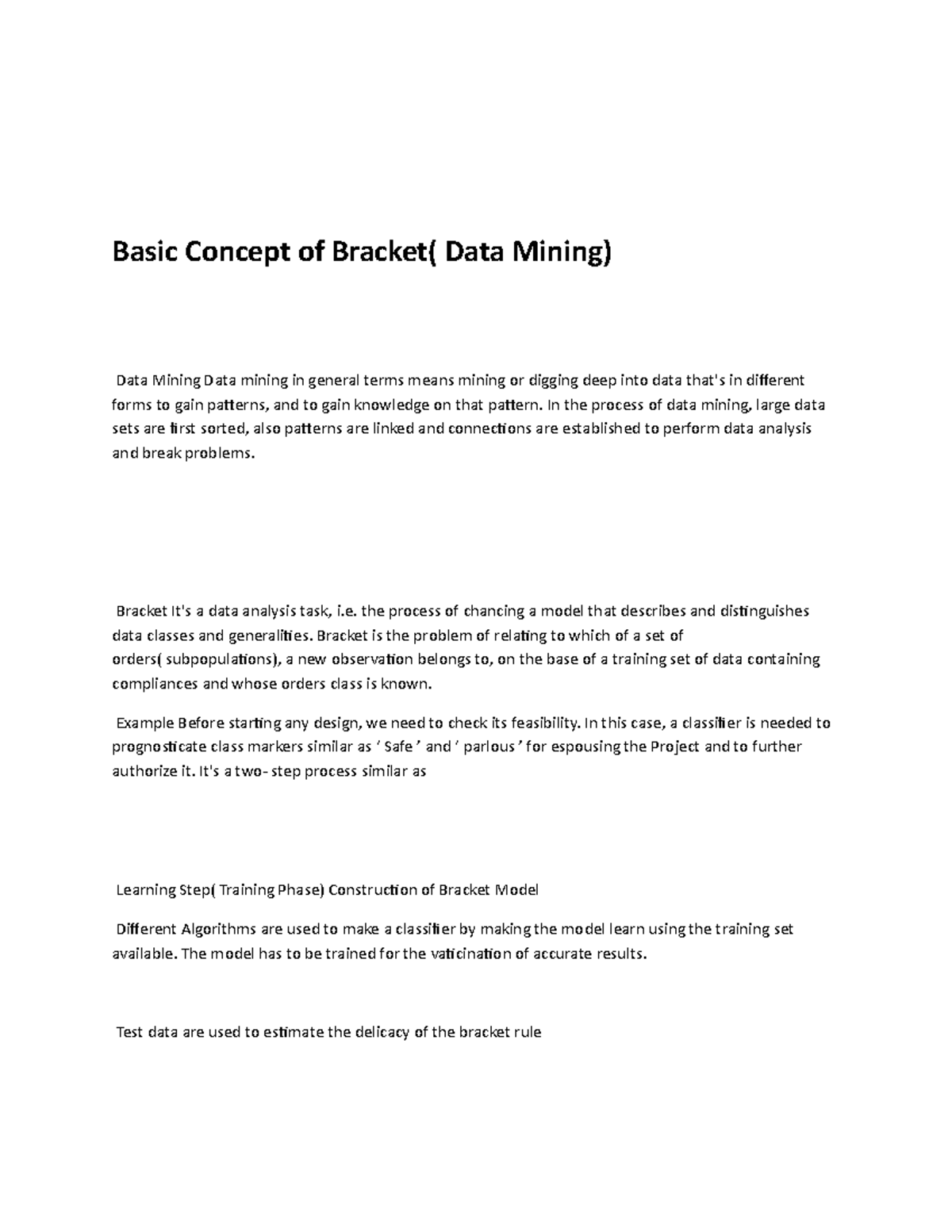 Basic Concept of Bracket( Data Mining) - In the process of data mining ...